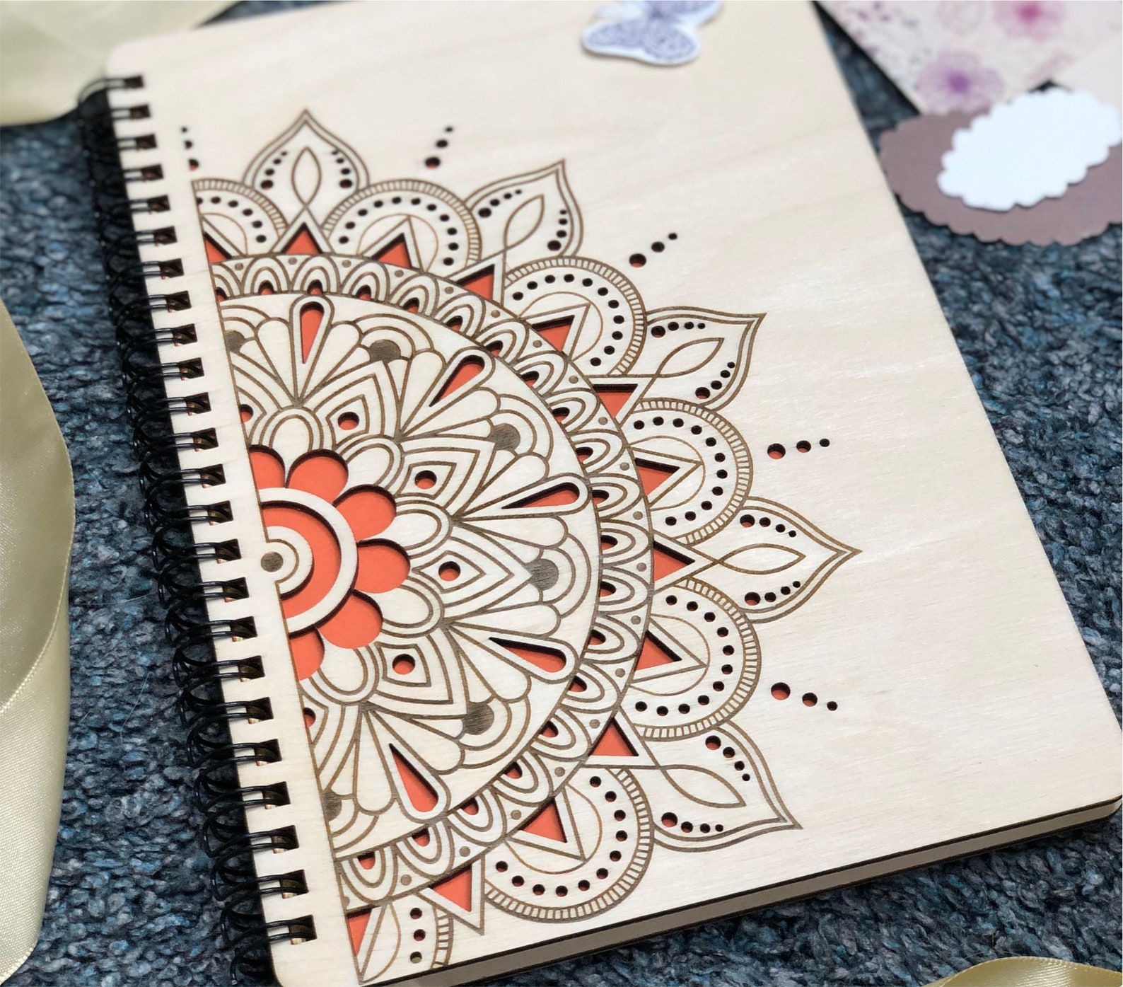 Mandala Wooden Notebook Cover / Wooden Laser Cut / Digital Files ...
