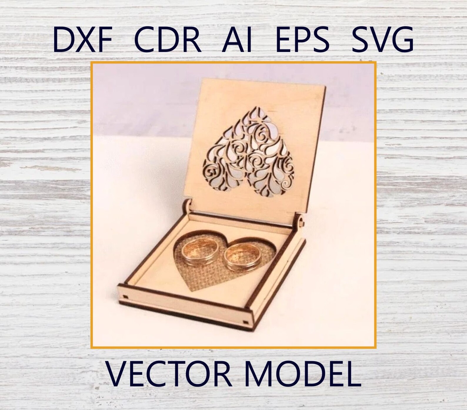 Box for Wedding Rings / Vector Model for CNC / Wooden Laser Cut - Etsy