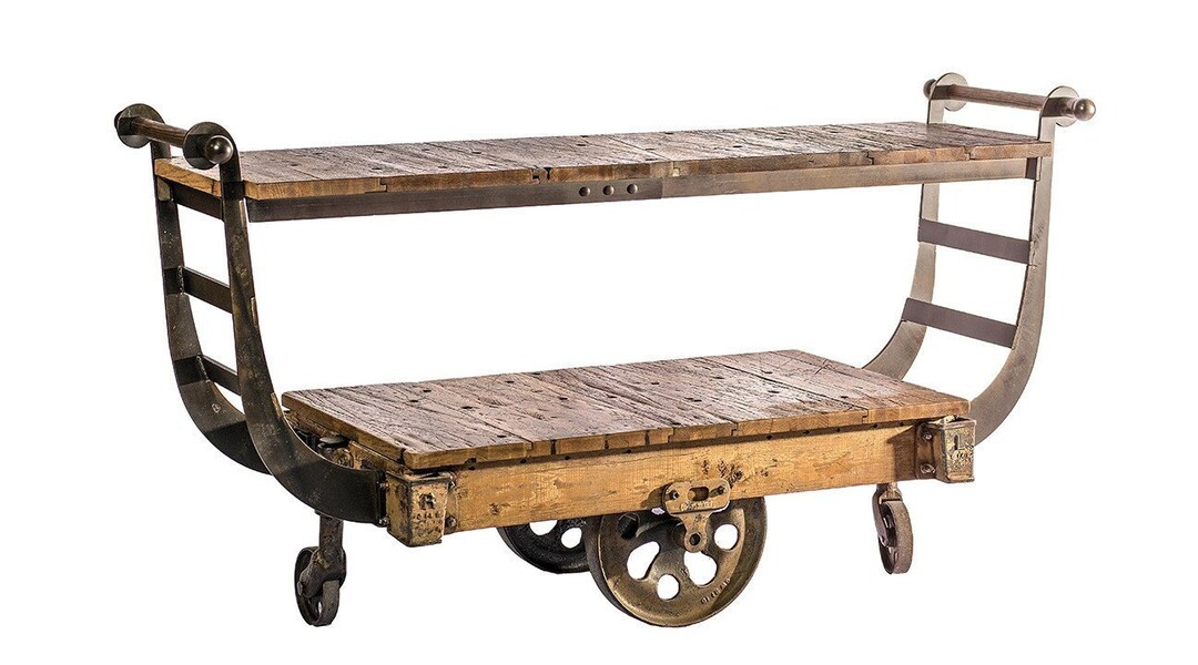 Antique Lineberry Factory Cart W/ Shelf - Etsy