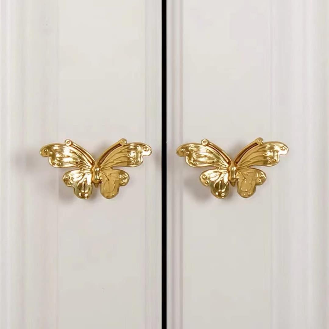 Butterfly Solid Brass Cabinet Knob, Antique Brass Butterfly Knob, Drawer Pull, Doorknob, Knobs ...
