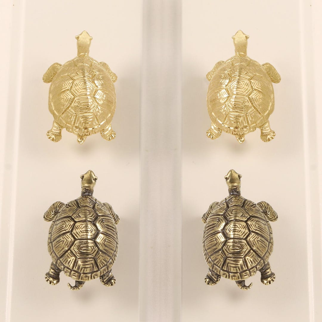 Brass Turtle Cabinet Knobs, Animal Drawer Knobs, Reptile Brass Knobs ...