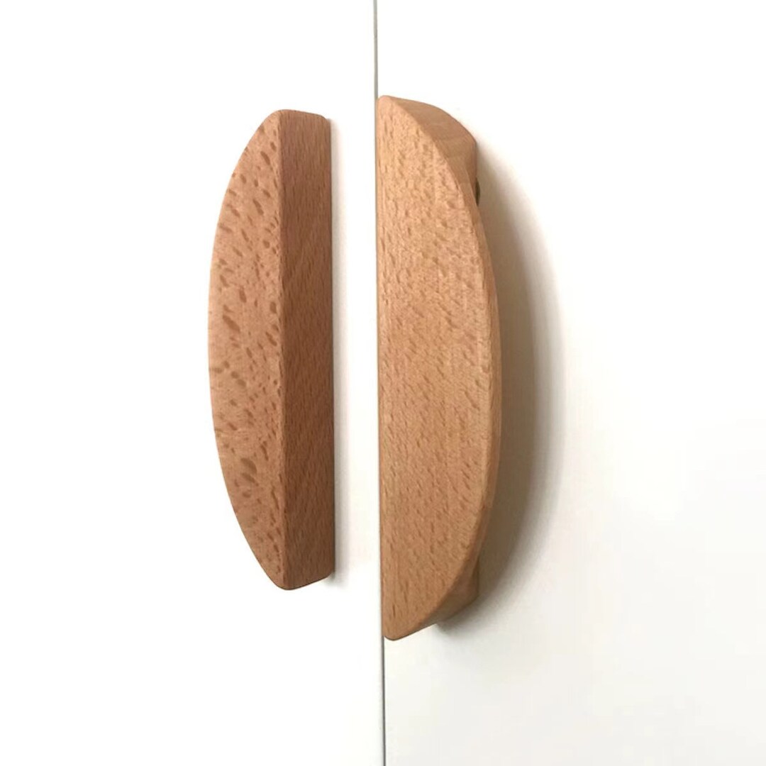 3.8 Semicircle Solid Wood Handle, Log Wardrobe Handle, Cabinet Door ...