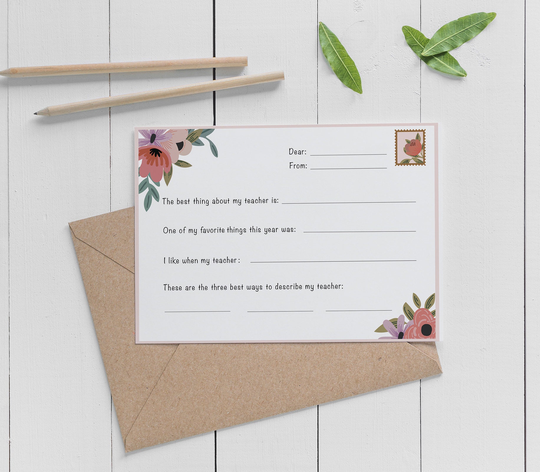 Teacher Appreciation Postcard , Teacher Gifts, Teacher Thank You Card ...