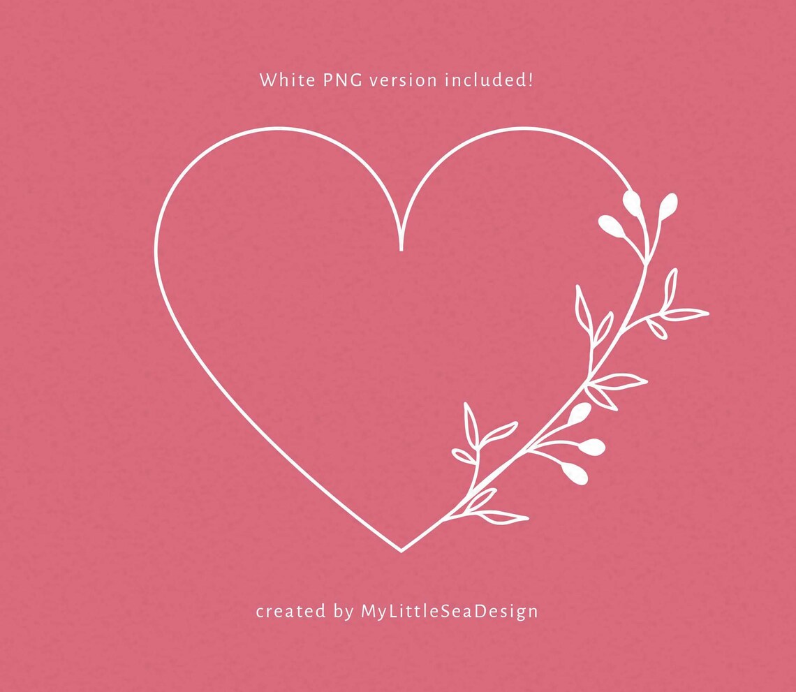 Heart Svg Frame Floral Wreath Svg Valentine Svg Files Heart Etsy