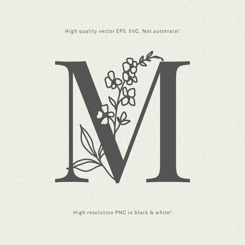 Alfabeto Floral Svg Fuente Botánica Svg Bundle Monogram Etsy