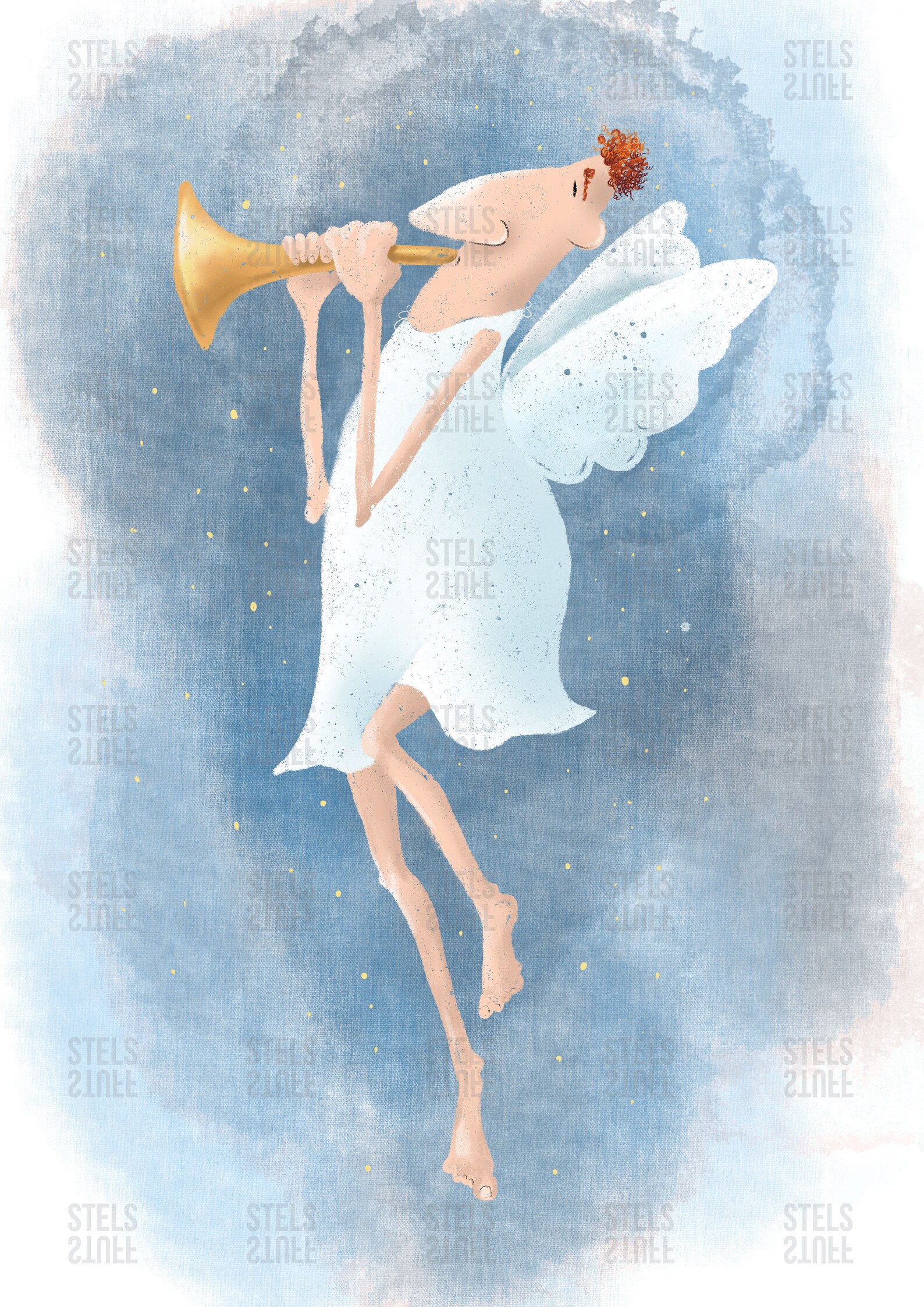 Illustration of a Singing Angel - Etsy