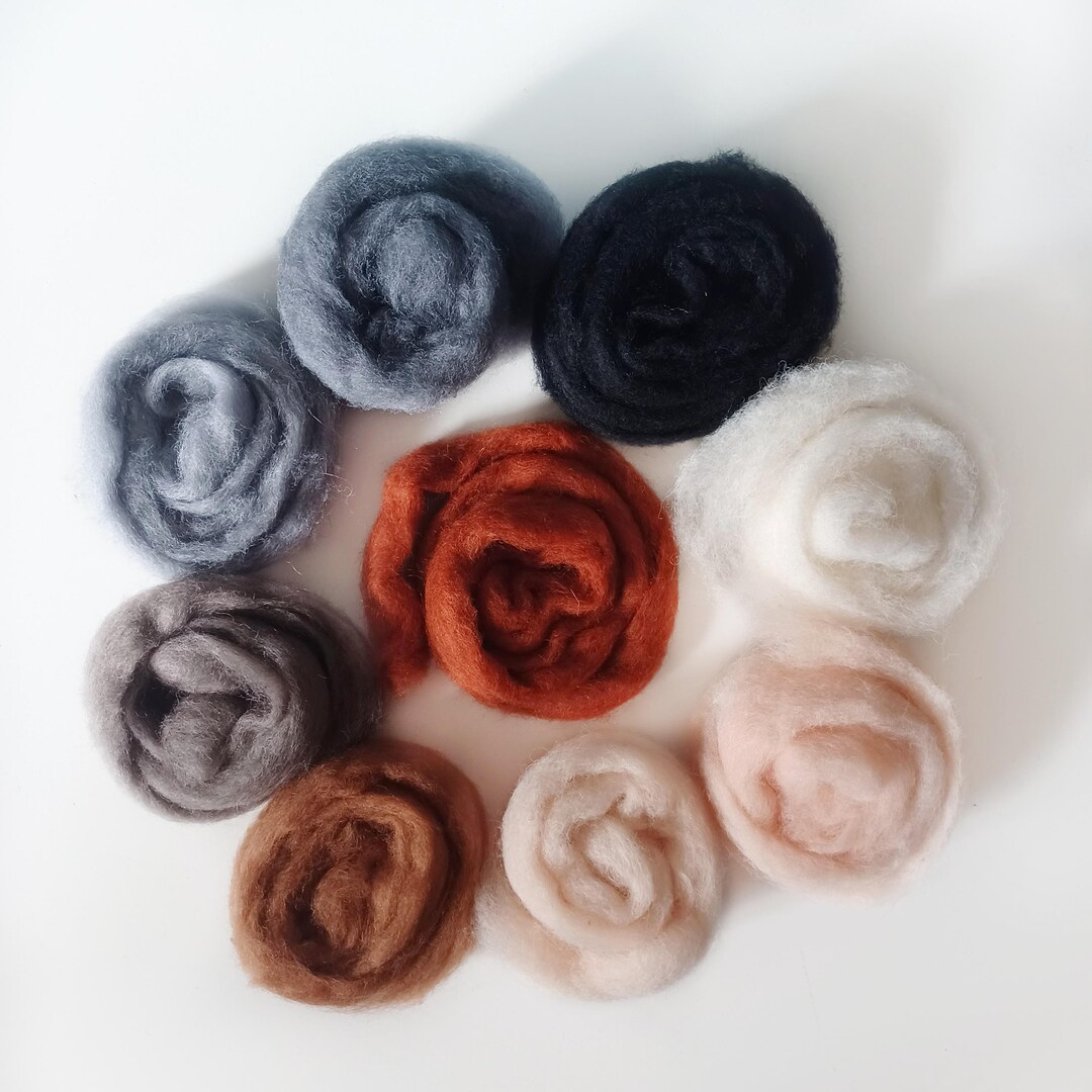 Wool Roving Pack of 9 Colors 90g Needle Felting Wool for Spinning Fiber ...