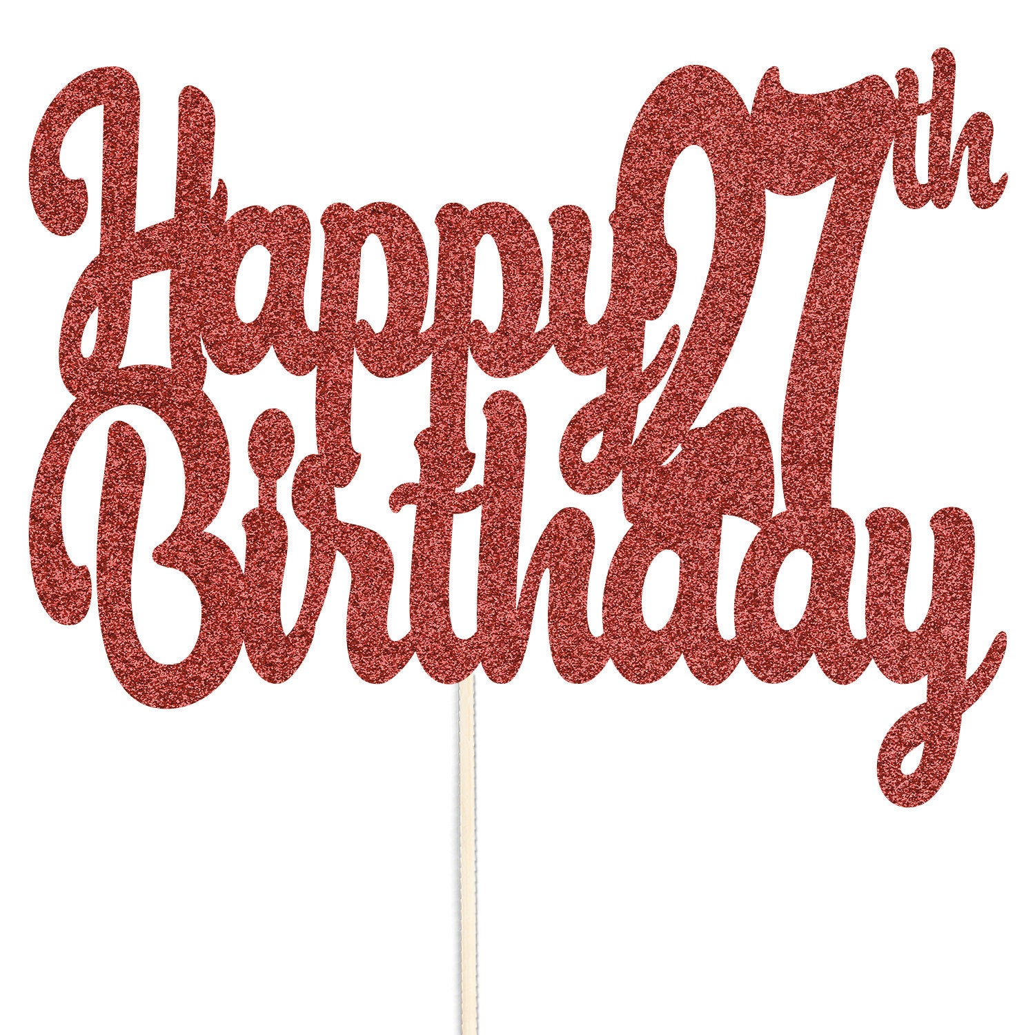 Happy 27th Birthday Glitter Cake Topper Party Celebration | Etsy