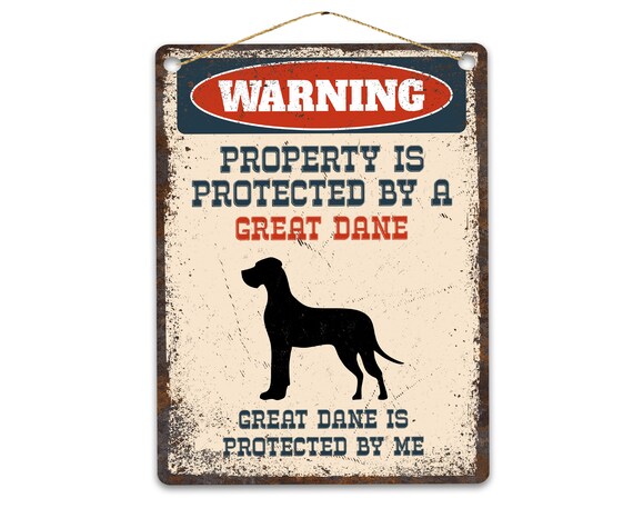 Great Dane Metal Sign Funny Warning Dog Sign Rustic Retro | Etsy
