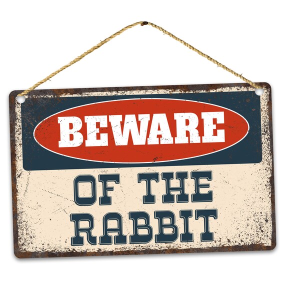 Funny Beware of Rabbit Metal Sign Rustic Retro Weathered | Etsy