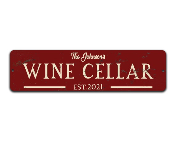 Retro Wine Cellar Metal Sign Personalized Sign Custom Metal - Etsy