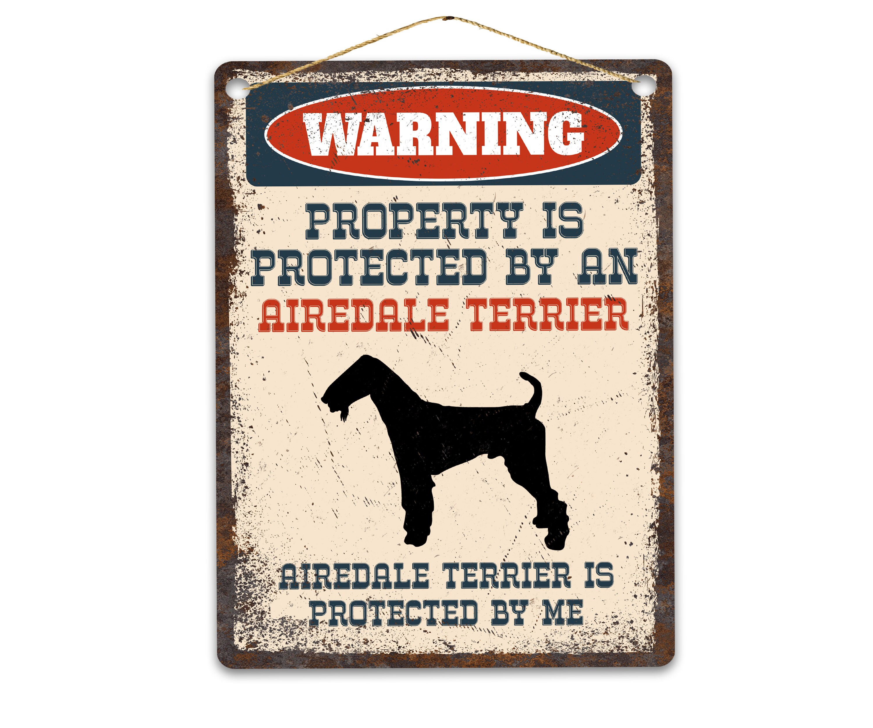 Airedale Terrier Metal Sign Funny Warning Dog Sign Rustic - Etsy