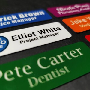 Personalized Name Tags, Custom Name Badge, Metal Staff ID - Magnet or ...