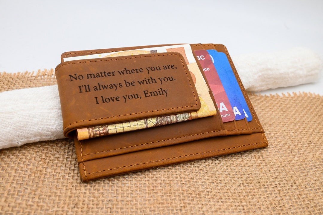 Genuine Leather Money Clip, Personalized Engraved Leather Money Clip ...