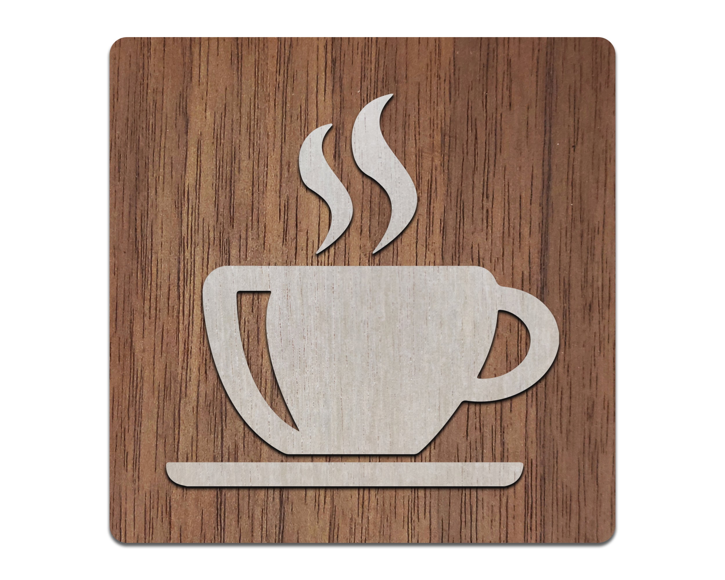 Letrero de café letrero cuadrado de madera 3D cafetería | Etsy