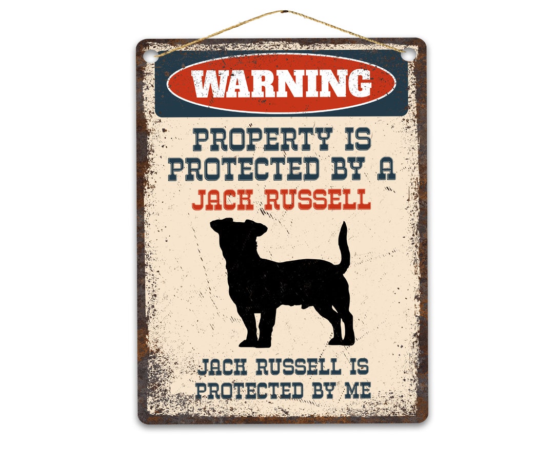 Jack Russell Metal Sign, Funny Warning Dog Sign, Rustic Retro Weathered ...