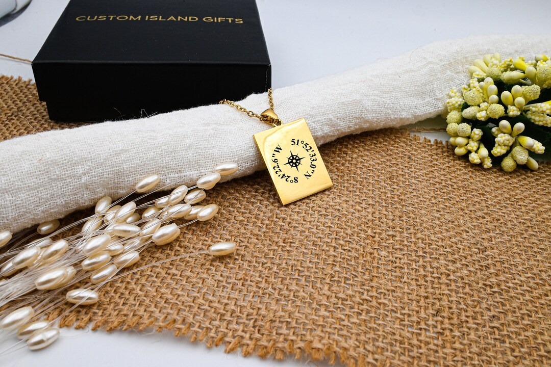 Custom Coordinate Necklace, Compass Necklace, Gps Coordinates Gift ...