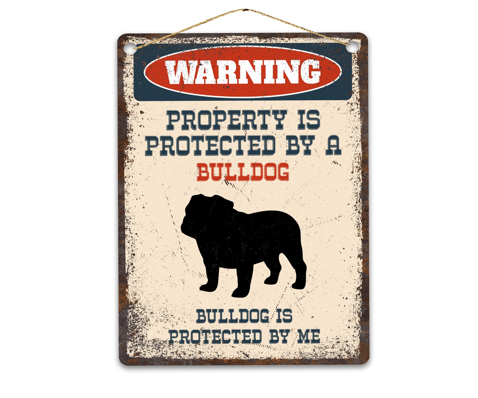 Bulldog Metal Sign Funny Warning Dog Sign Rustic Retro | Etsy