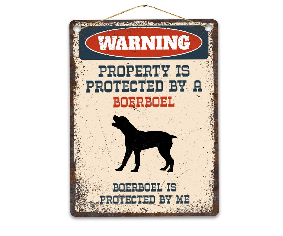 Boerboel Metal Sign, Funny Warning Dog Sign, Rustic Retro Weathered ...