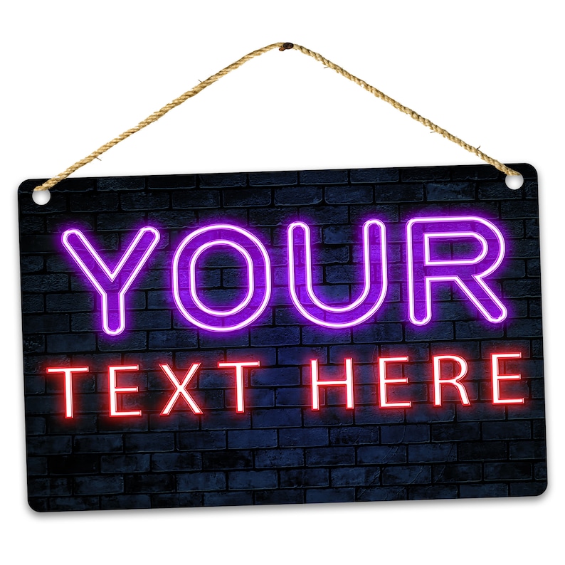 Personalised Neon Effect Metal Sign Write Any Text Rustic - Etsy