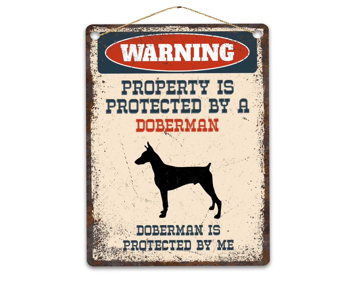 Doberman Metal Sign Funny Warning Dog Sign Rustic Retro - Etsy
