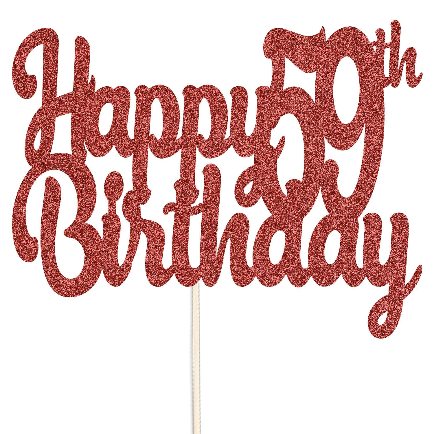 Happy 59th Birthday Glitter Cake Topper Party Celebration | Etsy