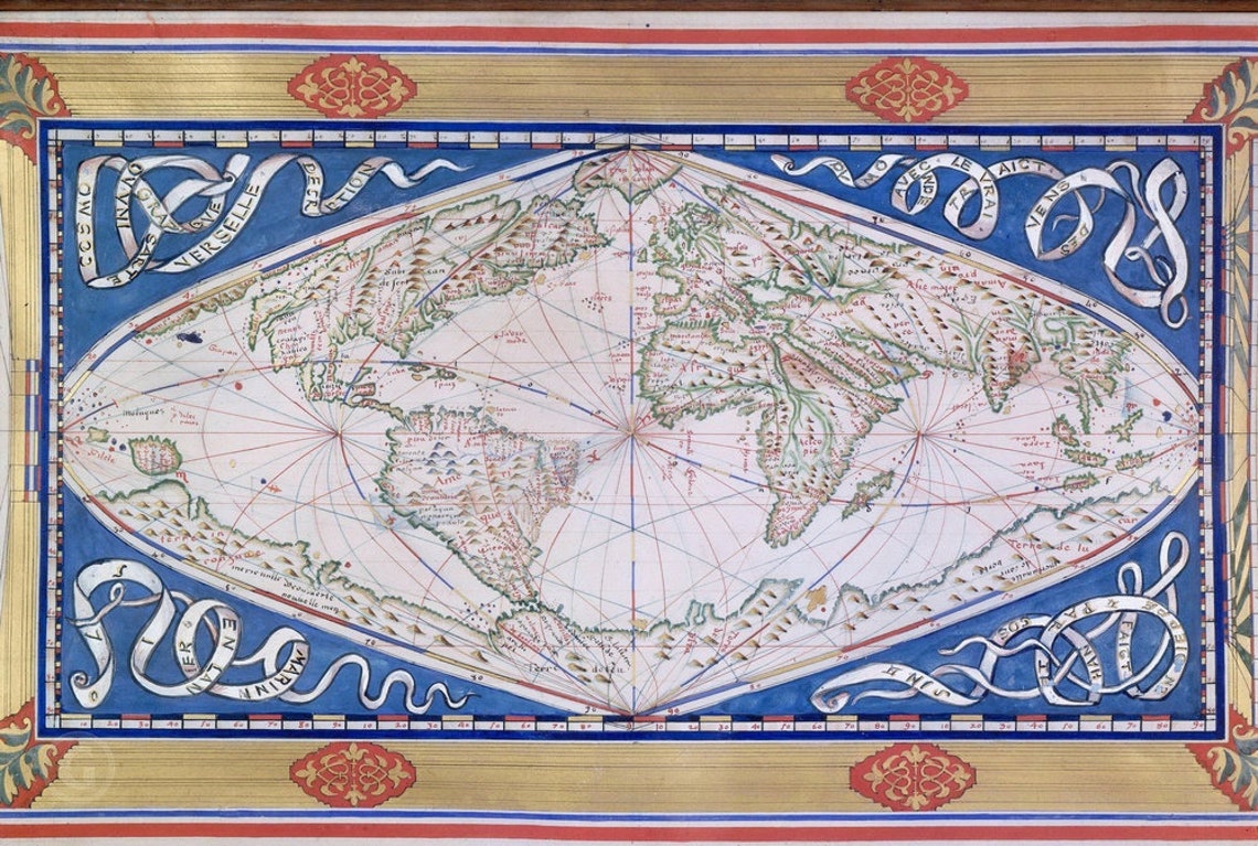 Antique world map 1570 Map of the World 1500s 16 th century | Etsy