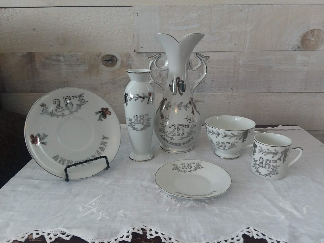 Lot of 6 25th Anniversary Lefton China Pieces Vintage 4654 | Etsy