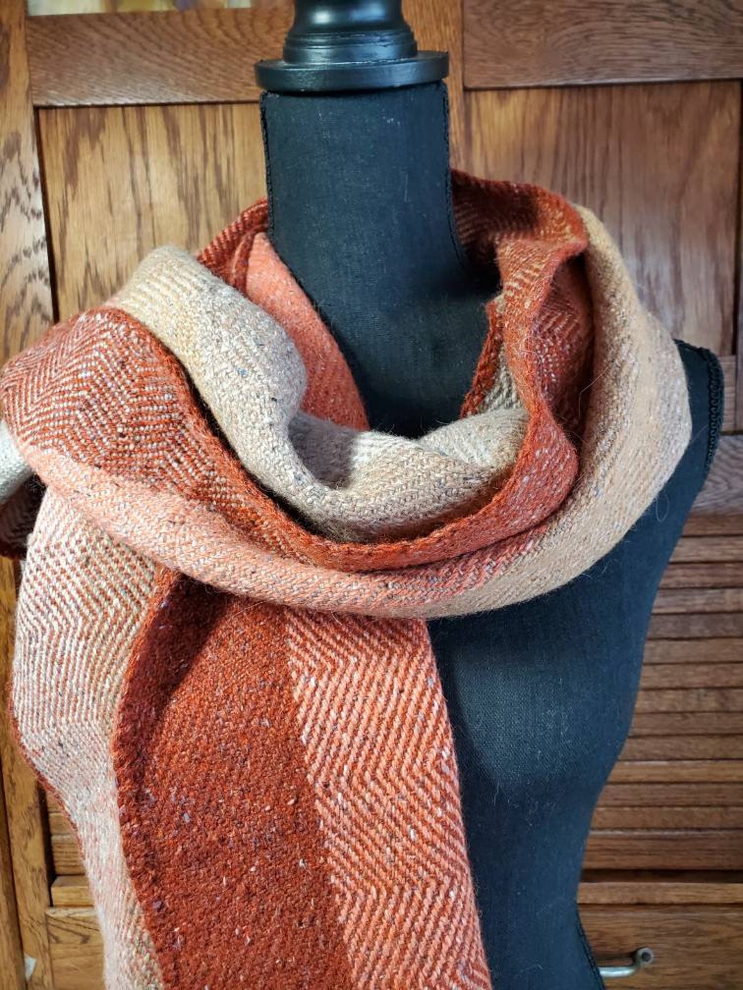 Wool and Alpaca Shawl, Handwoven, Brown Shawl, Terracotta, Warm Shawl ...