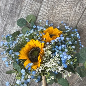 Light Blue & Sunflower Bouquet - Etsy
