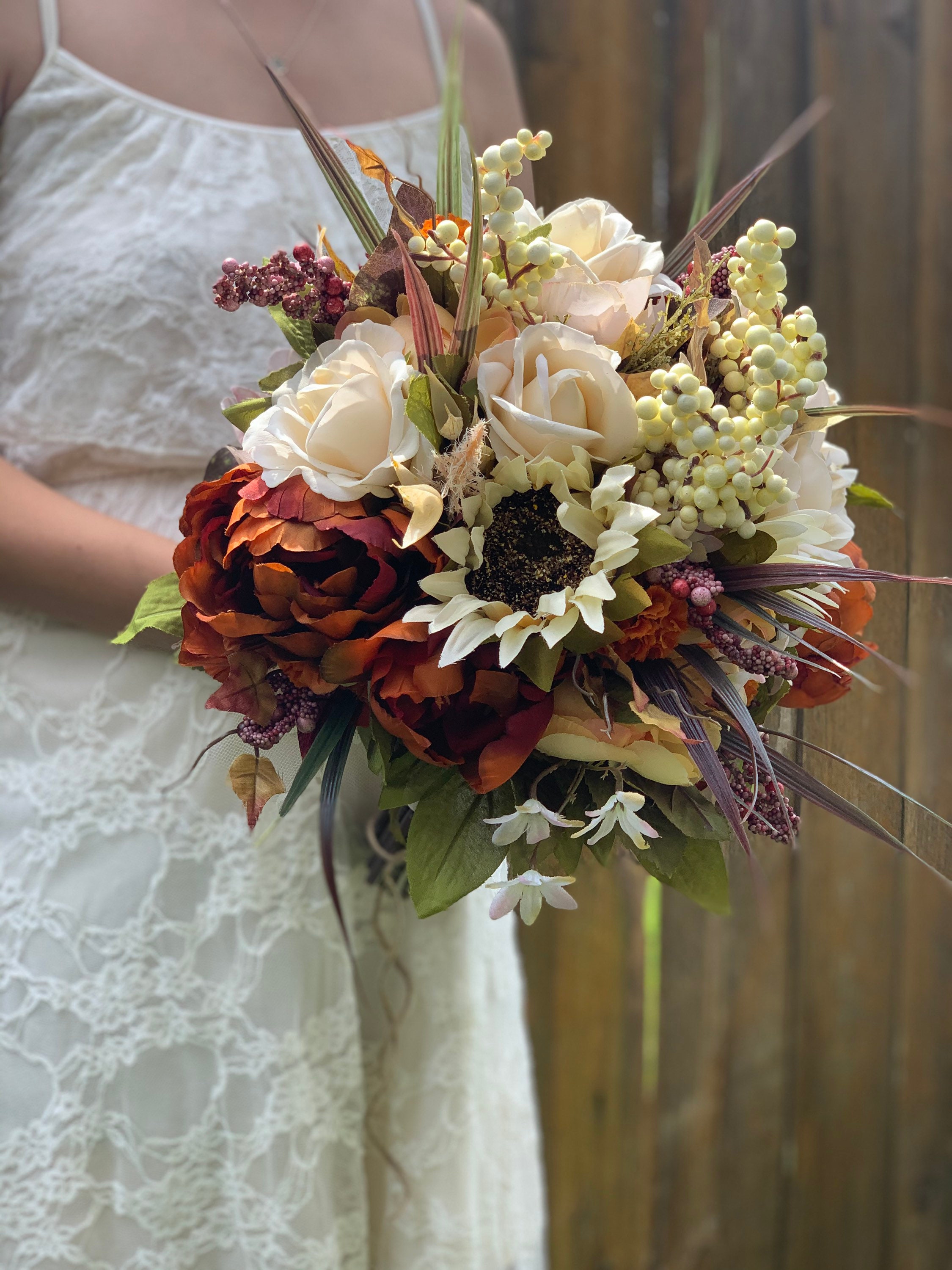Fall Colors Bouquet Fall in Love Theme Wedding Burnt Orange - Etsy