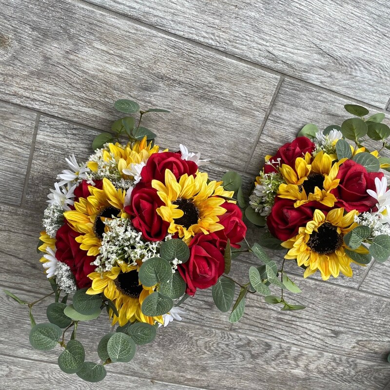 Sunflower and Rose Bouquet - Etsy