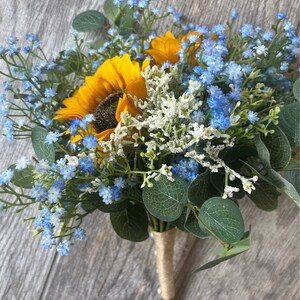 Light Blue & Sunflower Bouquet - Etsy