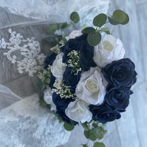 Navy Blue and White Roses Roses Navy Blue Wedding Navy Blue and White ...
