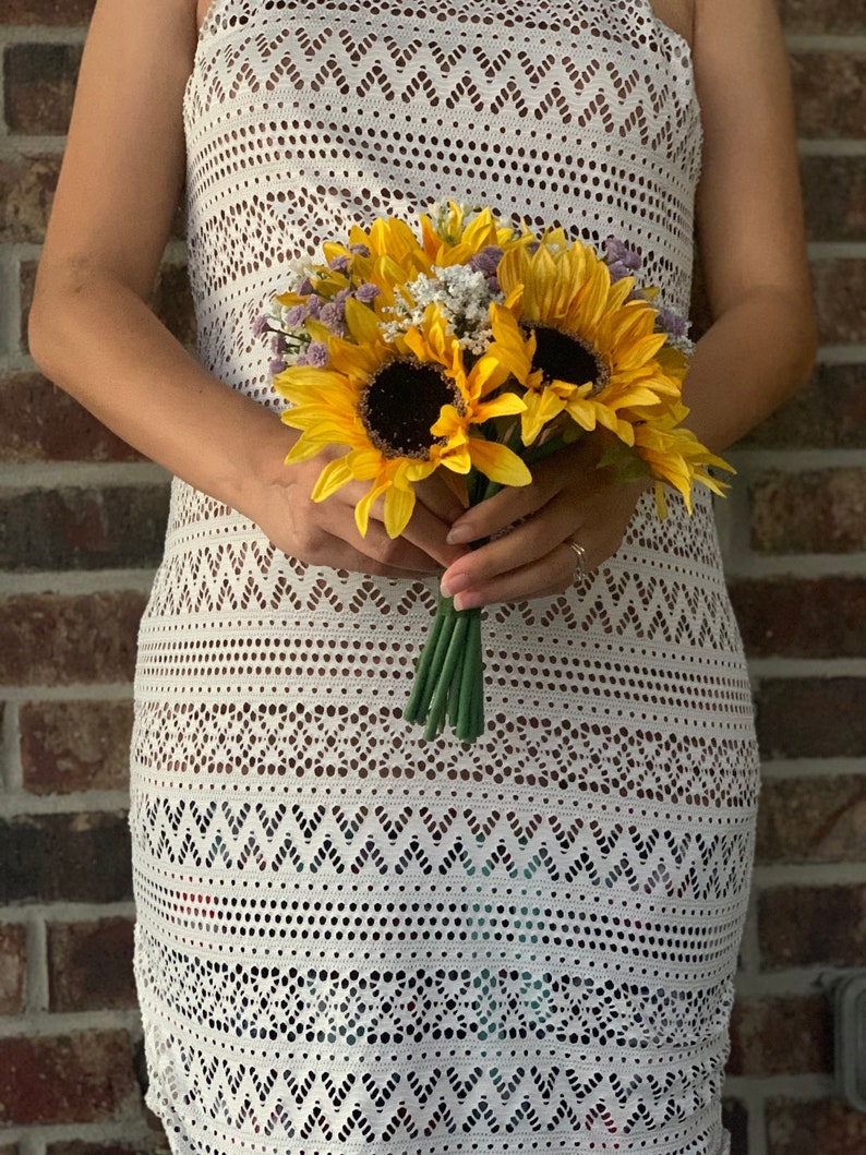 Sunflowers and Purple Babys Breath Bridesmaid Bouquet - Etsy