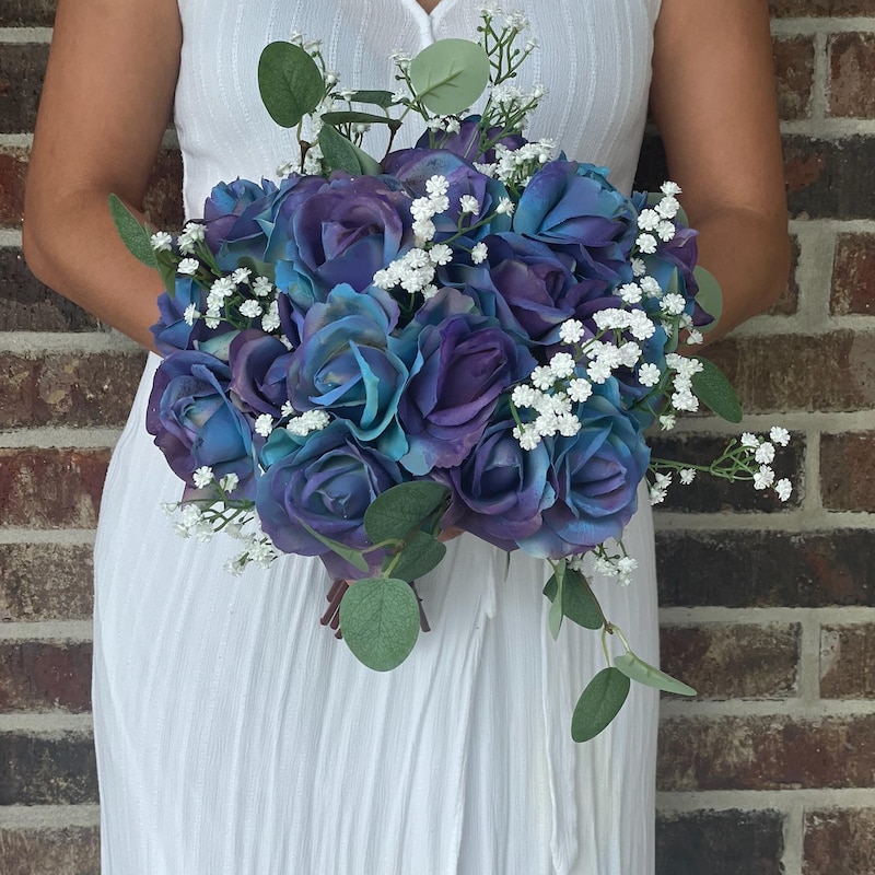 Blue Rose Bouquet - Etsy