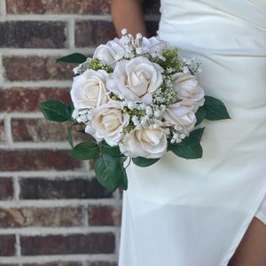 Ivory Rose Bride Bouquet: Real Touch Wedding Flowers - Etsy