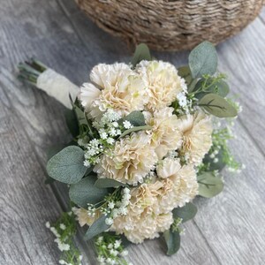 Cream Carnations and Greenery Bouquet Carnations Bride Bouquet ...