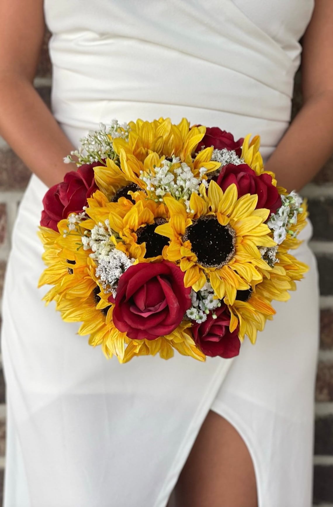 Red Roses and Sunflowers Bouquet - Etsy