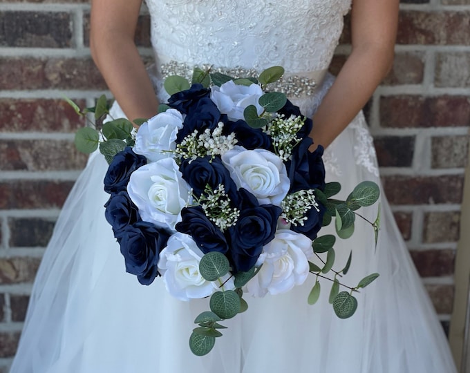 Navy Blue and White Roses Roses Navy Blue Wedding Navy Blue and White ...