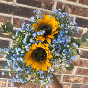 Light Blue & Sunflower Bouquet - Etsy