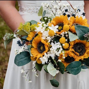 Sunflower Boho Greenery Bouquet Sunflower Wedding - Etsy