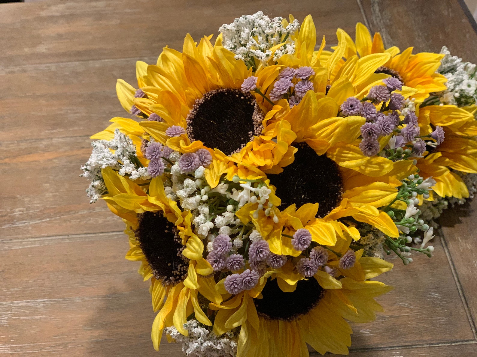 Sunflowers and Purple Babys Breath Bridesmaid Bouquet - Etsy