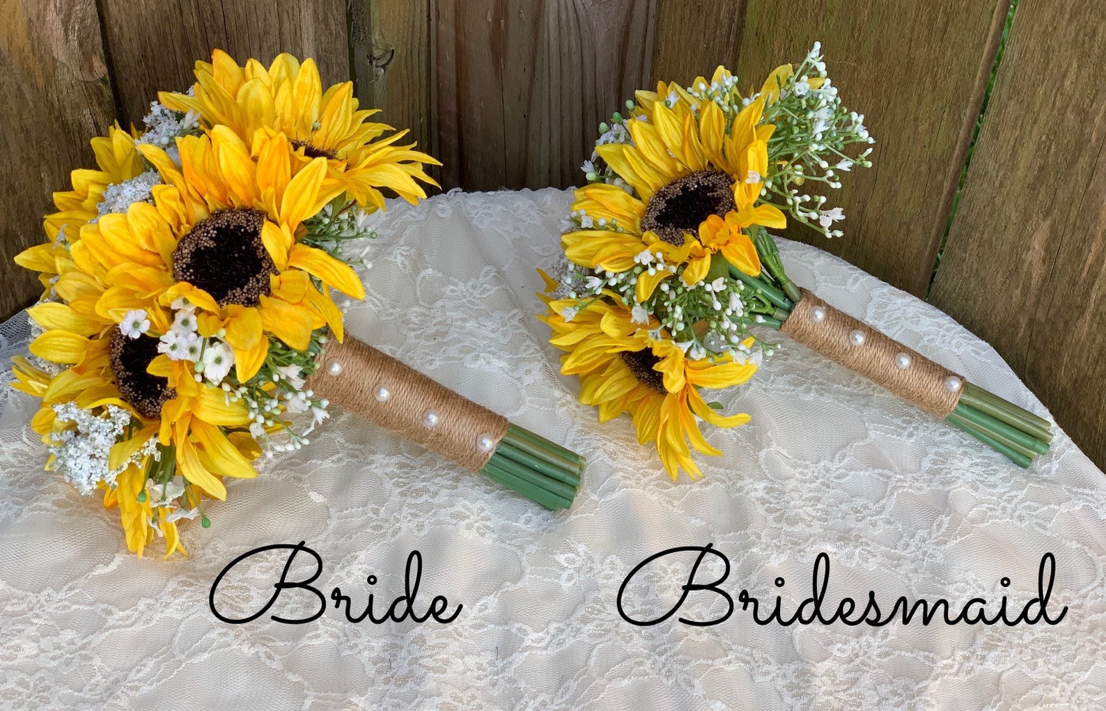Sunflowers and Baby's Breath Bouquet Twine Handle and - Etsy UK