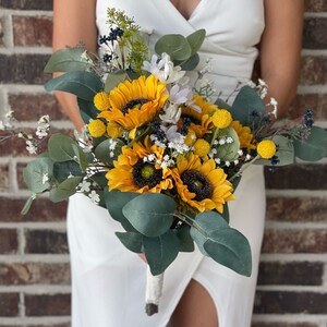 Sunflower Boho Greenery Bouquet Sunflower Wedding - Etsy