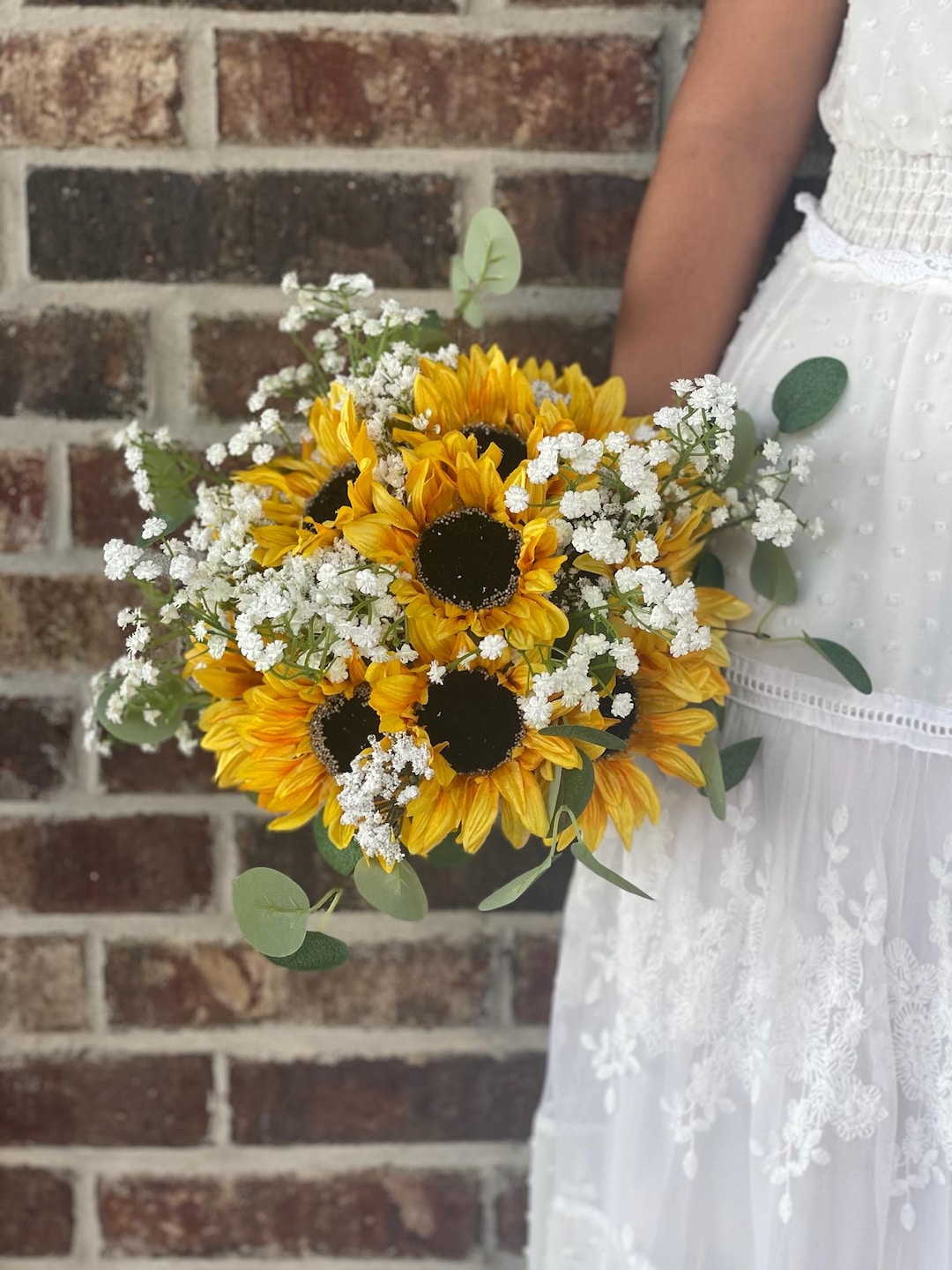 Sunflower & Baby's Breath Wedding Bouquet: Rustic Country Bride - Etsy