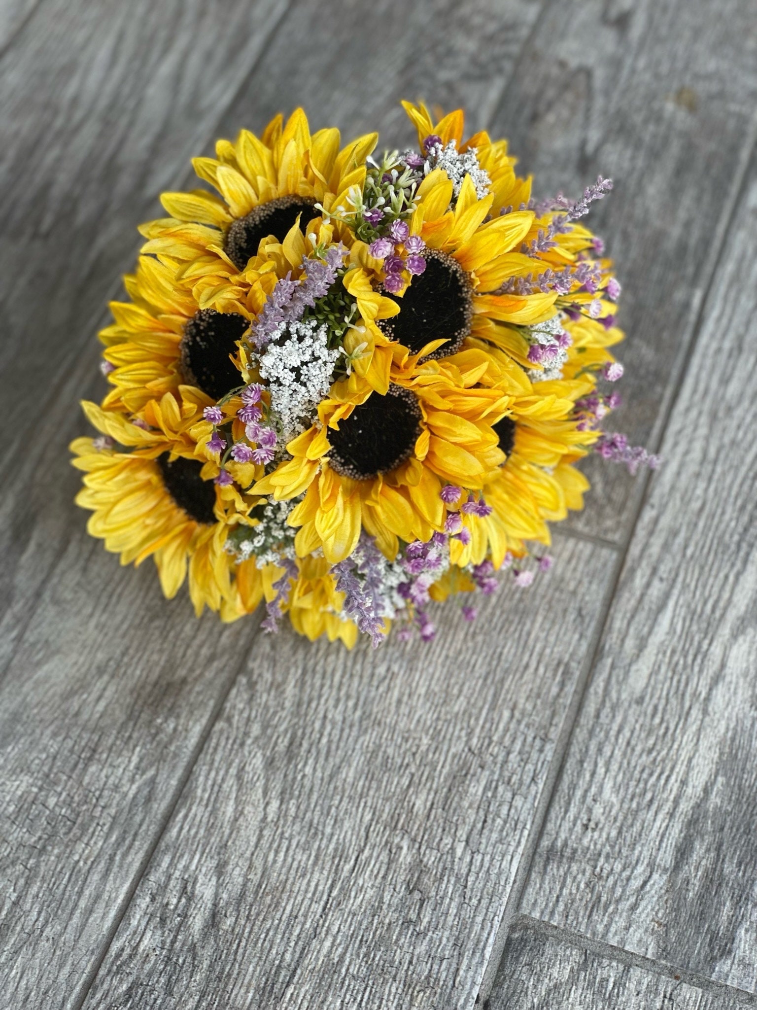 Sunflowers and Purple Baby’s Breath Bridesmaid Bouquet - Etsy