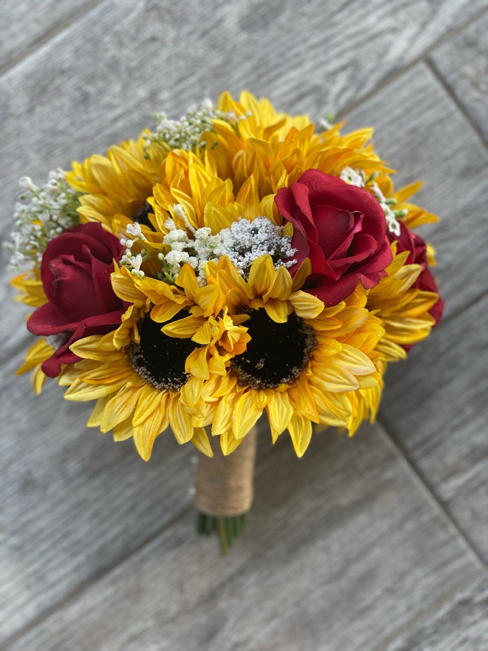 Red Roses and Sunflowers Bouquet - Etsy