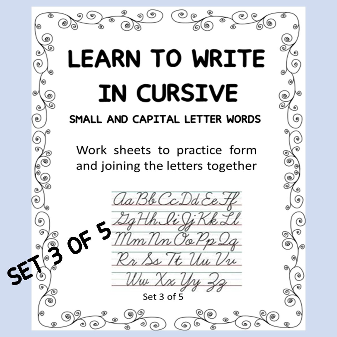 Cursive Writing Words Starting With Small and Capital Letters, Set 3 of ...