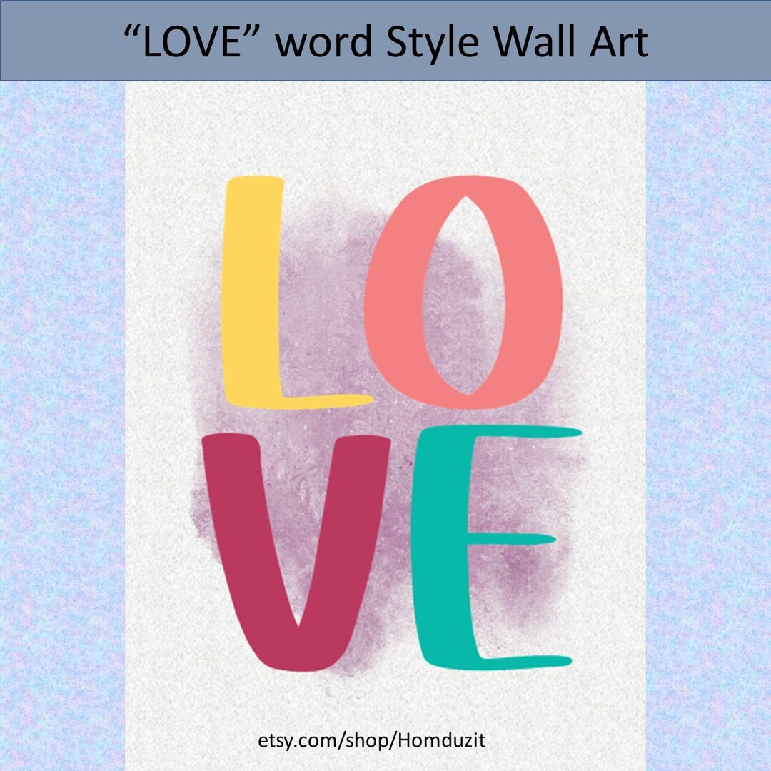 Printable Word "love" Wall Art, Word Wall Decor Prints, DIY Simple Wall ...